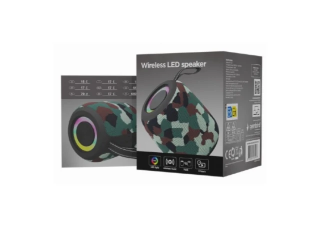 SPK-BT-LED-05-CM Gembird Portable Bluetooth RGB LED TWS speaker, 8W, BT, FM, USB, Handsfree ...