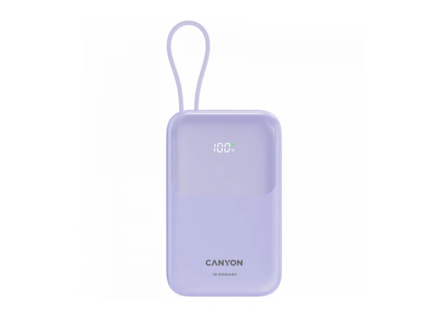 CANYON power bank OnPower 101 built-in cable 10000 mAh PD22.5W Purple ...