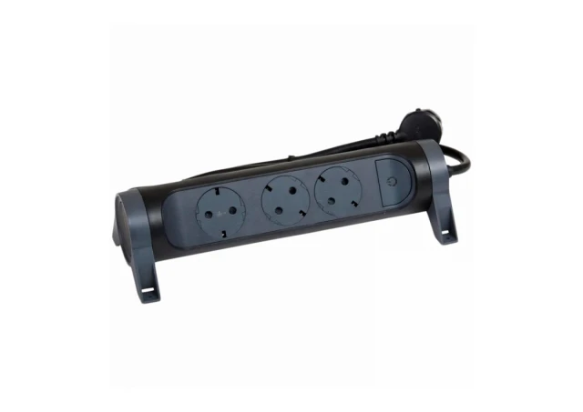 Multi-outlet extension with 3 flush 2P+T sockets with Schuko standard ...