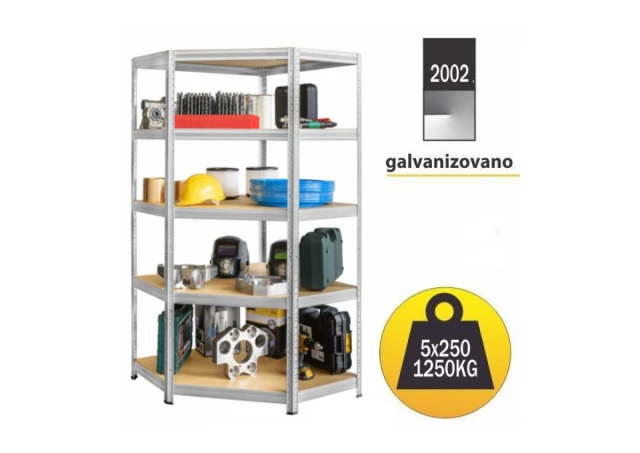 Polica Ugao metal medijapan 180x90x90x45cm 5x250kg - Cena ...